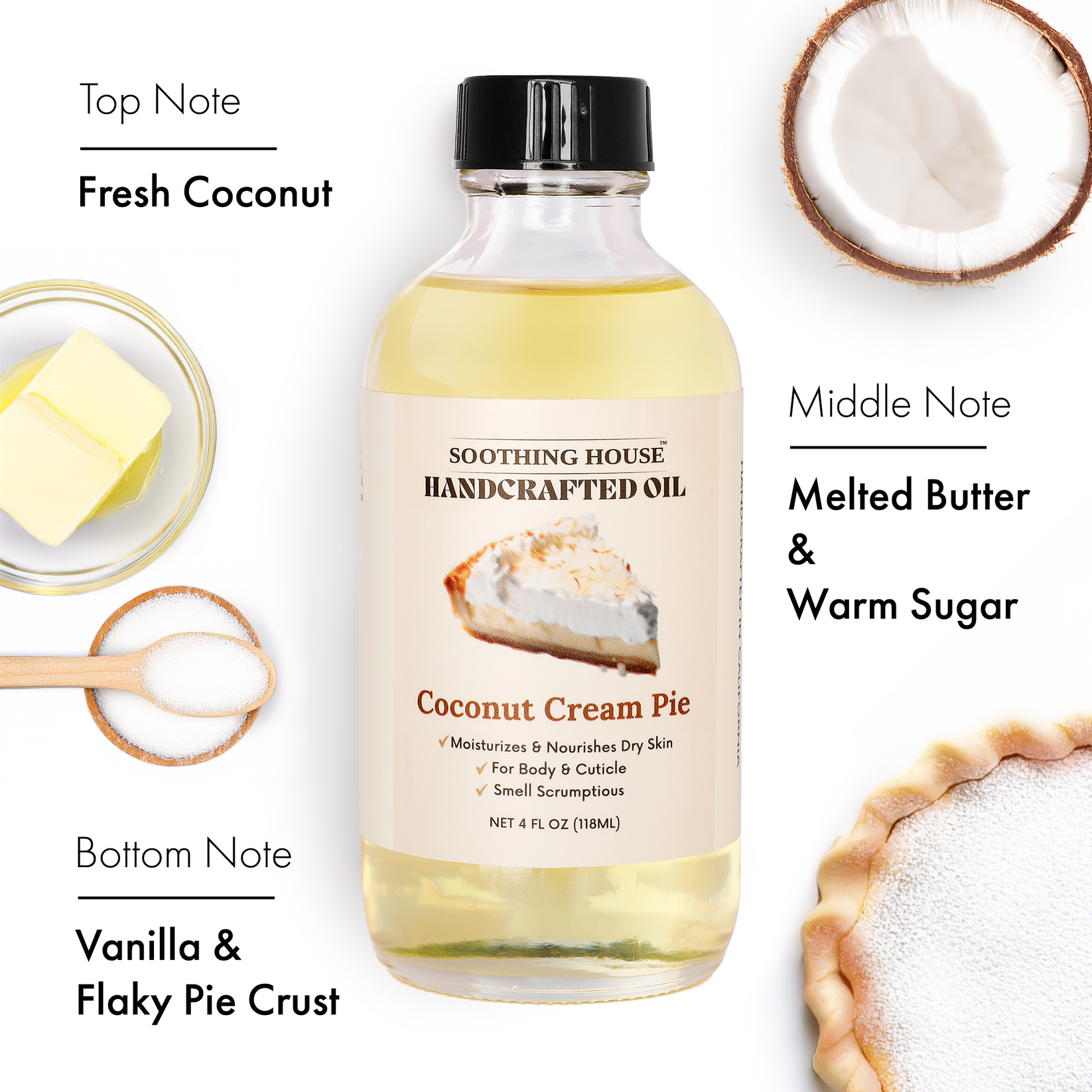 Handcrafted Coconut Cream Pie Body Oil (4 Fl Oz) – Soothing House