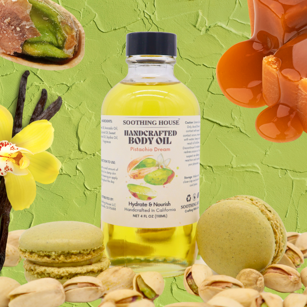 Handcrafted Pistachio Vanilla Caramel Body Oil – Soothing House